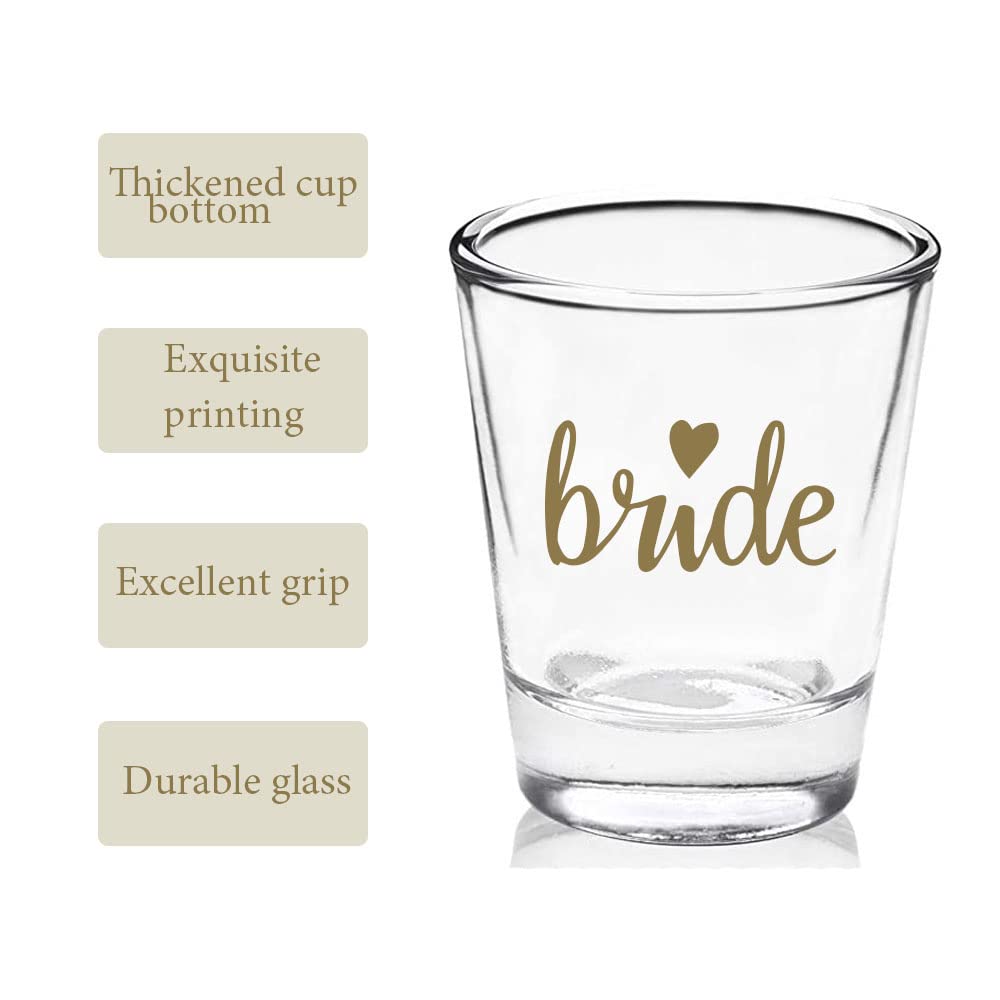 PartyGifts&beyond 10 Packs Bridesmaid Gifts Shot Glass and Team Bride Shot Glasses Bridal Shower Wine Glasses Perfect for Bachelorette Party Gift and Decoration, Bride's Cups（Squad）