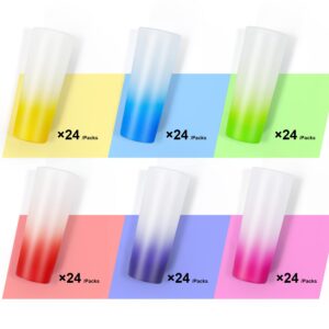 AGH 144 PCS Sublimation Frosted Shot Glasses 3.0oz Colored Glass Mugs the Sublimation Blanks Shot Glass with Gradient Colorful Bottom for Whiskey, Tequila, Vodka