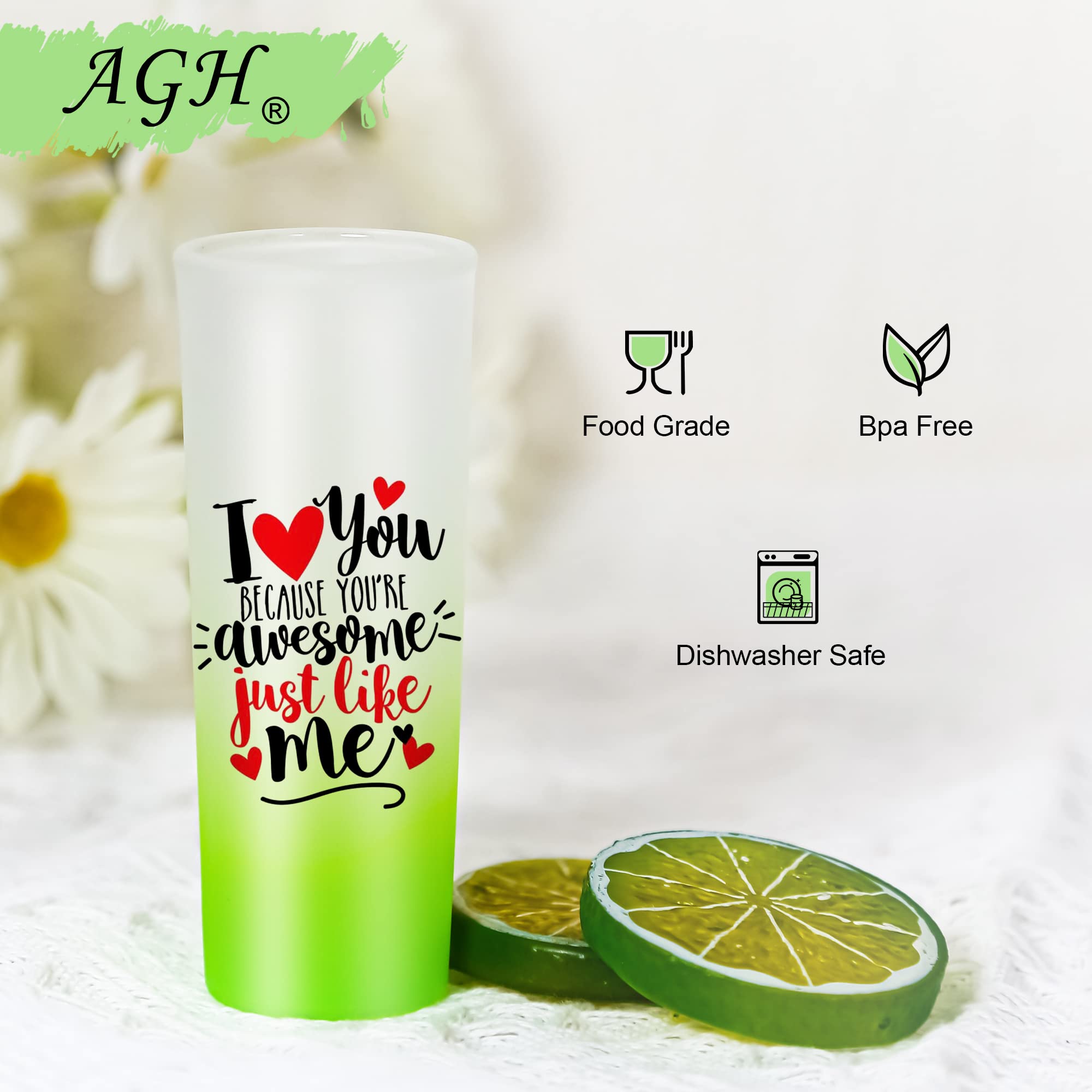 AGH 144 PCS Sublimation Frosted Shot Glasses 3.0oz Colored Glass Mugs the Sublimation Blanks Shot Glass with Gradient Colorful Bottom for Whiskey, Tequila, Vodka