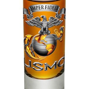 US Marine Corps USMC Marines - EGA - Earth Globe and Achor - Semper Fidelis - Shot Glass Shooter Heavy Base Tall 2 Ounce - Single - For Liquor - Whiskey, Tequila, Vodka, Spirtis, Beverages -