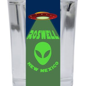 R and R Imports Roswell New Mexico UFO Alien I Believe Souvenir Square Shot Glass