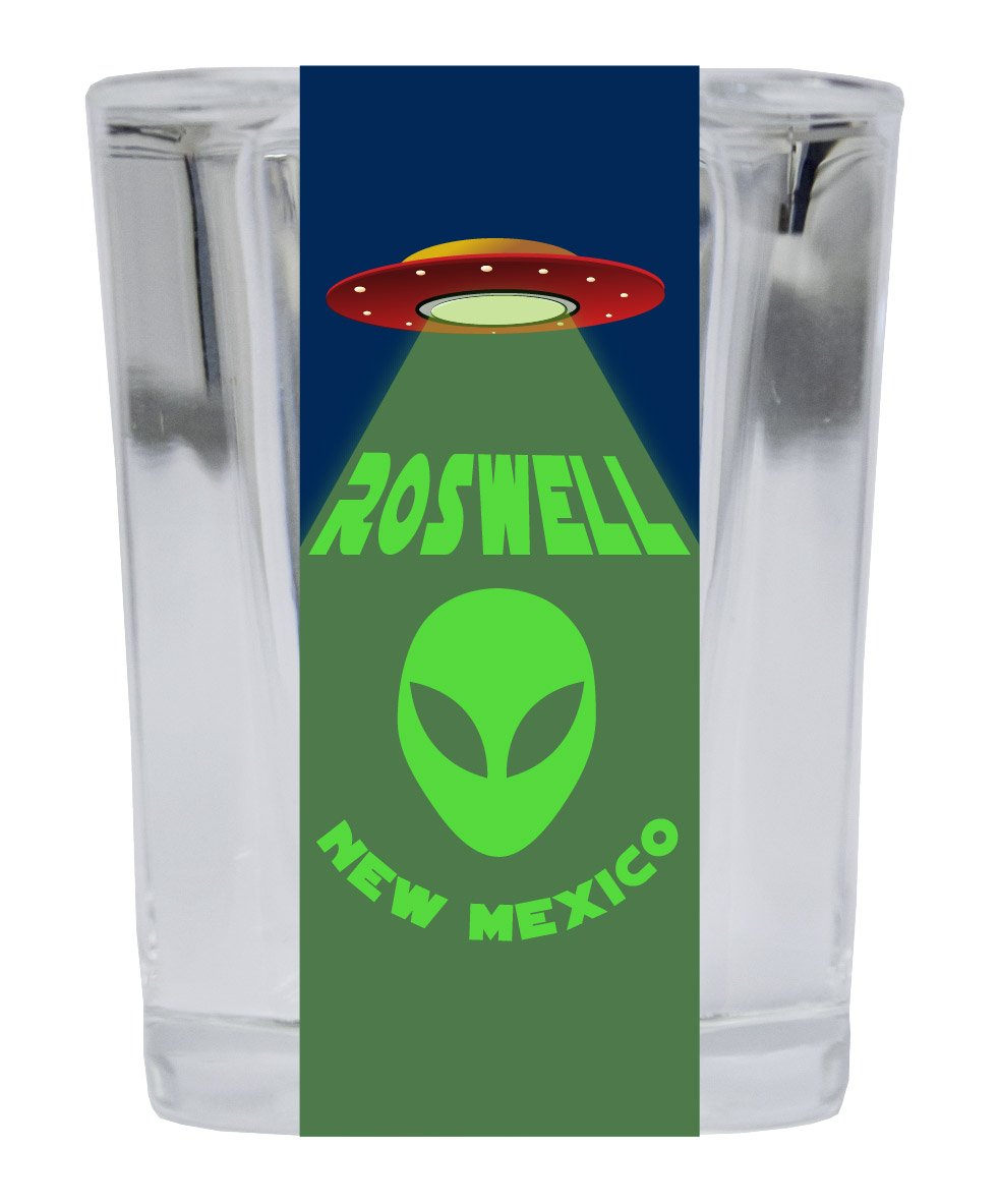 R and R Imports Roswell New Mexico UFO Alien I Believe Souvenir Square Shot Glass