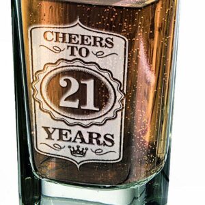 Single Personalized 21st Shot Glass Cheers to 21 Years Glass Custom Engraved Birthday College Party Gift Anniversary for 30th 40th 50th 60th 70th 80th Celebration Gift