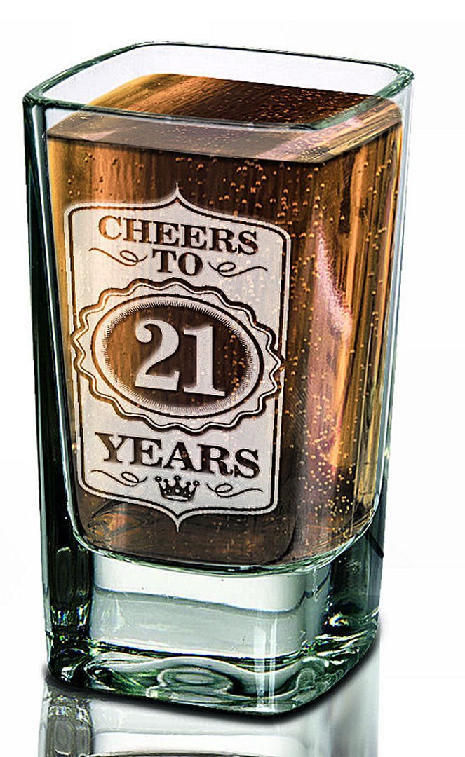 Single Personalized 21st Shot Glass Cheers to 21 Years Glass Custom Engraved Birthday College Party Gift Anniversary for 30th 40th 50th 60th 70th 80th Celebration Gift