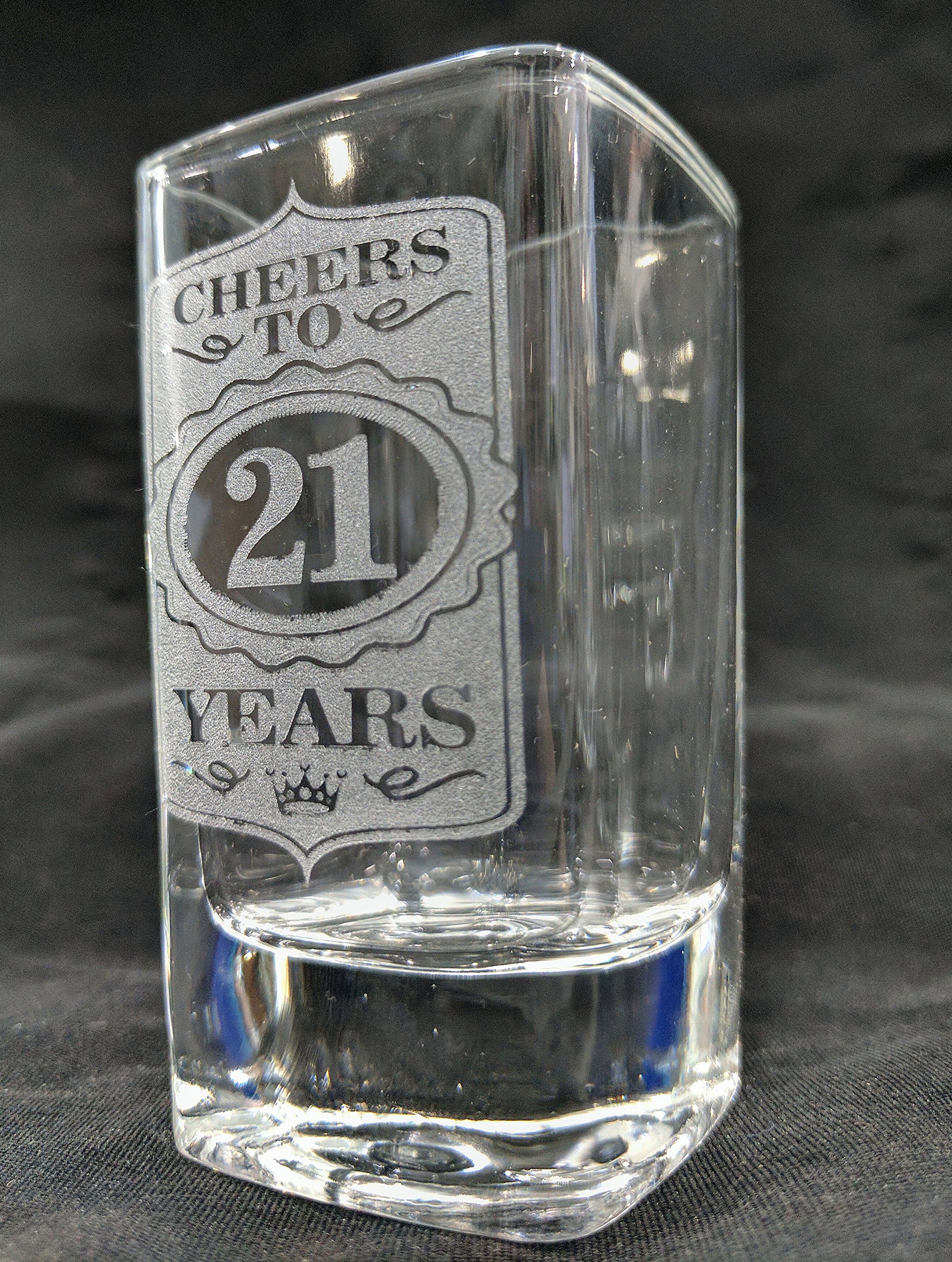 Single Personalized 21st Shot Glass Cheers to 21 Years Glass Custom Engraved Birthday College Party Gift Anniversary for 30th 40th 50th 60th 70th 80th Celebration Gift