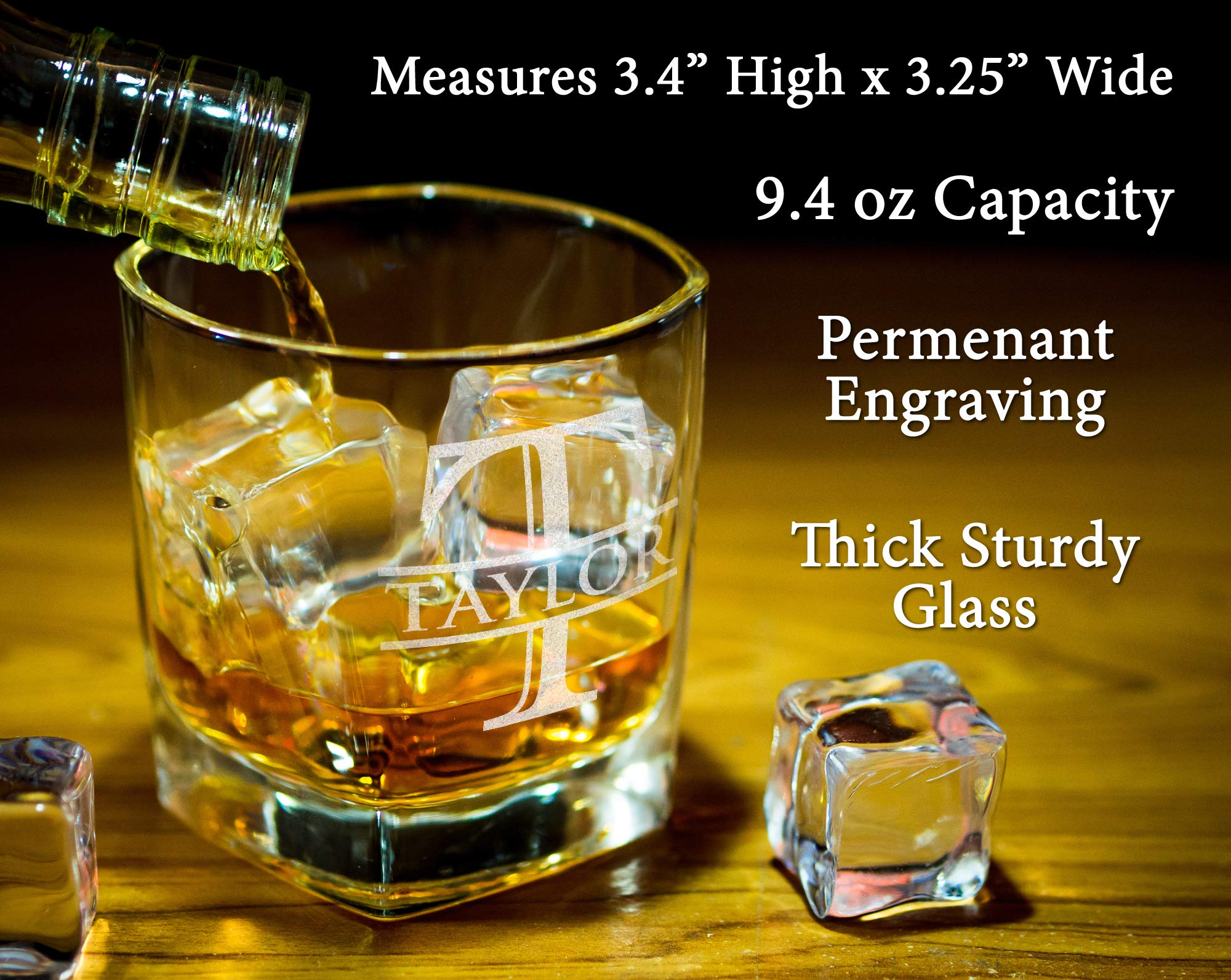 Whiskey Bourbon 1 to 4 Set for Men Groom Groomsmen Proposal Vintage Fathers Day Grandpa Grandma Anniversary Birthday Scotch Glasses Drinkware College Graduation Engraved Monogram