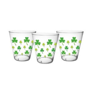 party essentials 40count hard plastic 2 oz printed shot glasses, shamrocks, clear