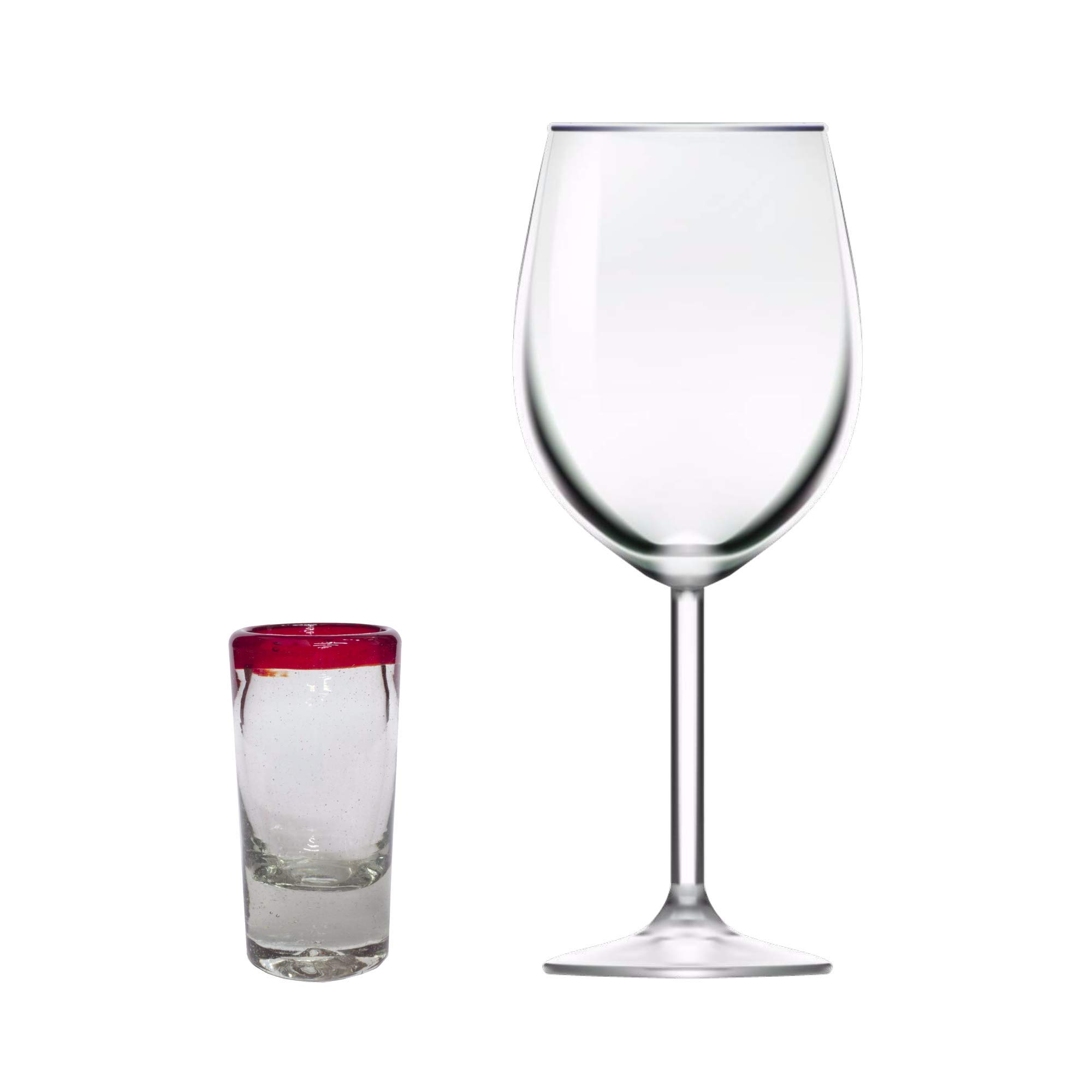 NOVICA Hand Blown Red Clear Recycled Glass Shot Glasses, 2 Oz 'Ruby Shot' (Set Of 6),3.7" H x 1.6" Diam.