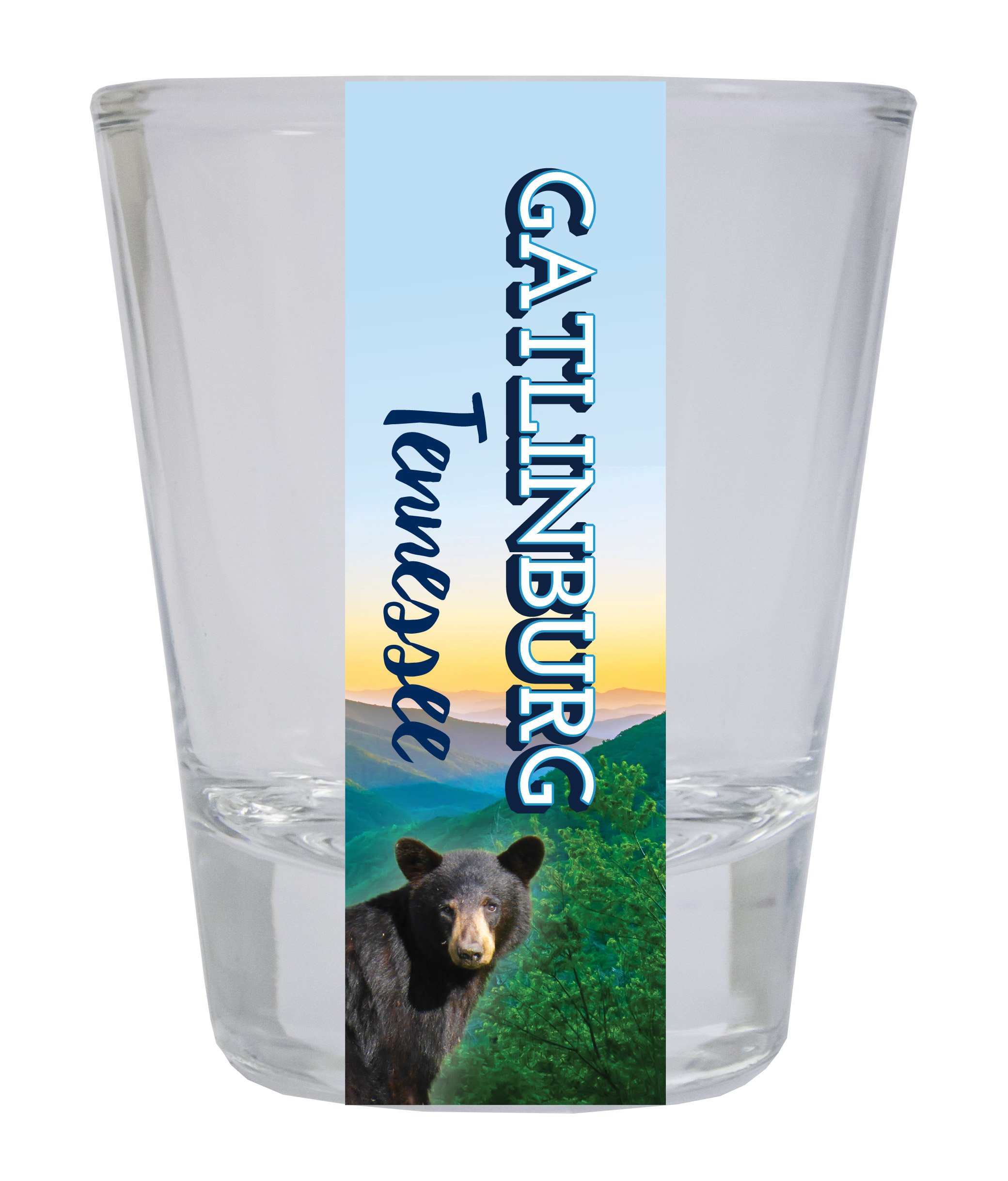 Gatlinburg Tennessee Souvenir Great Smoky Mountains Bear Round Shot Glass