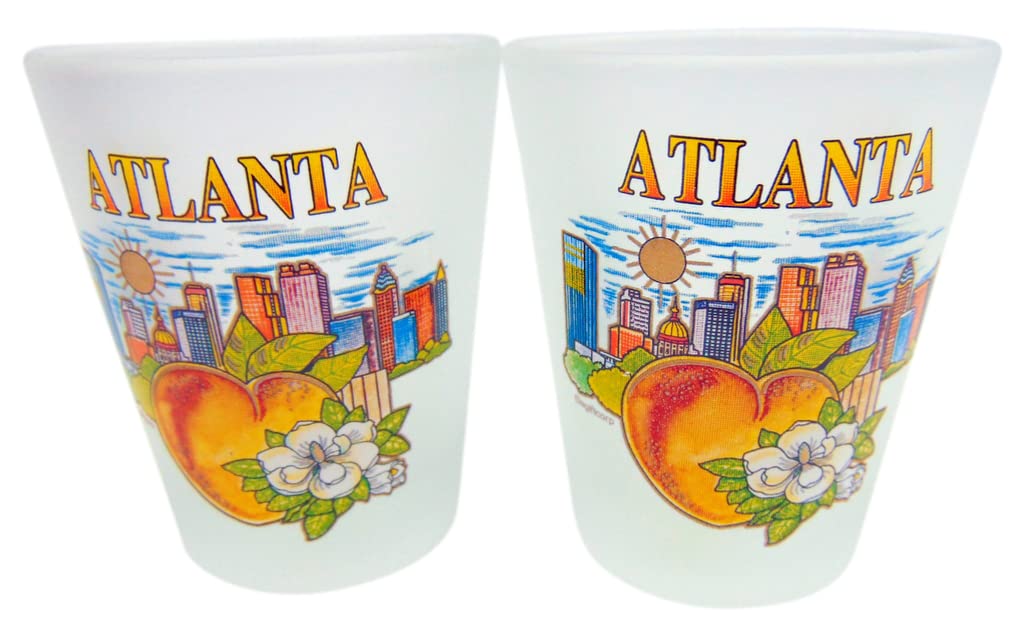 Westmon Works Atlanta Georgia Shot Glass Set with Two of the Same Glasses Souvenir Pack