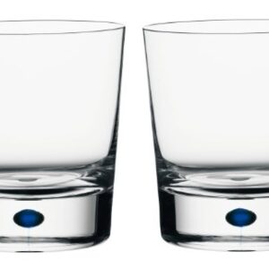 Orrefors Intermezzo Blue 11 Ounce Double Old Fashioned Glass, Set of 2