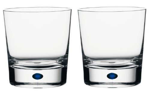 Orrefors Intermezzo Blue 11 Ounce Double Old Fashioned Glass, Set of 2