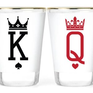 King and Queen Shot Glass Set - His and Her Shot Glasses - Anniversary Gift - Couples Gift - 2 pc Shot Glass Set - Valentines Gift