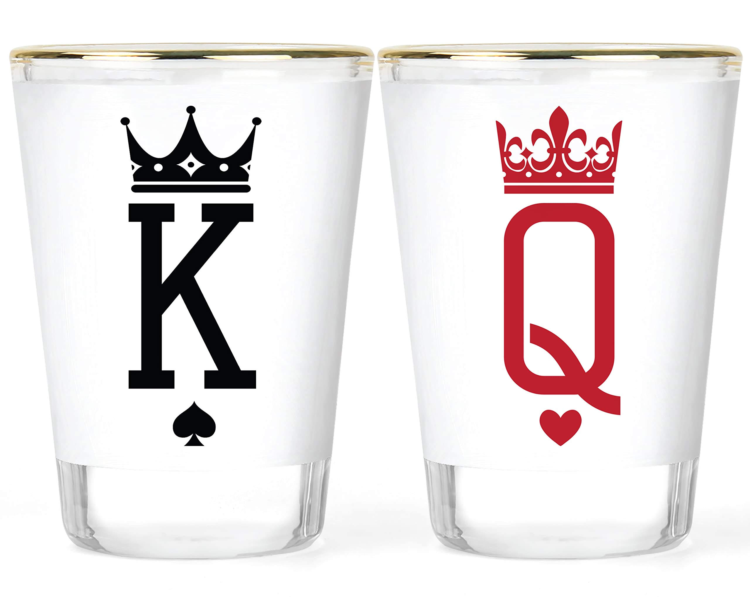 King and Queen Shot Glass Set - His and Her Shot Glasses - Anniversary Gift - Couples Gift - 2 pc Shot Glass Set - Valentines Gift