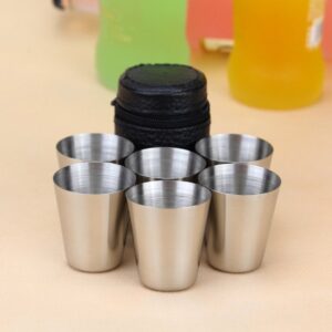 URMAGIC 8 Pcs Stainless Steel Shot Cups,1Oz Metal Shot Glass Drinking Vessel with 2 Pack Carrying Case,Drinking cups,Outdoor Camping Travel Cup,Coffee Tea Cup,Metal Wine Glasses,Bar Glassware