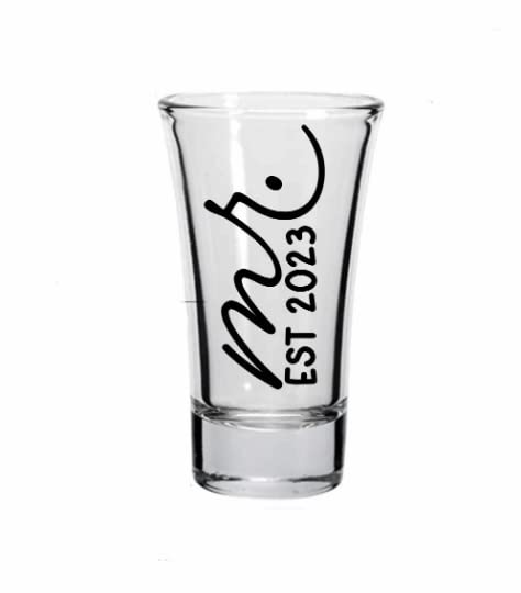 Jemley Mr. and Mrs. Est 2023 Shot Glasses Bride and Groom Shot Glasses Wedding Shot Glasses 2oz Shot Glasses Set of Two Mr. and Mrs. Engagement Present Wedding Shot Glasses | Bridal Shower Gift