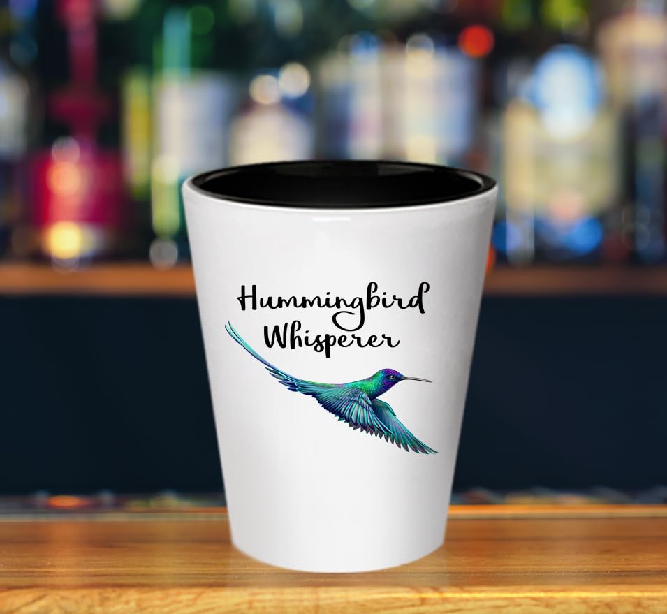 SpreadPassion Hummingbird Whisperer Shot Glass - Hummingbird Whisperer Gifts - Funny Ceramic Shot Glass