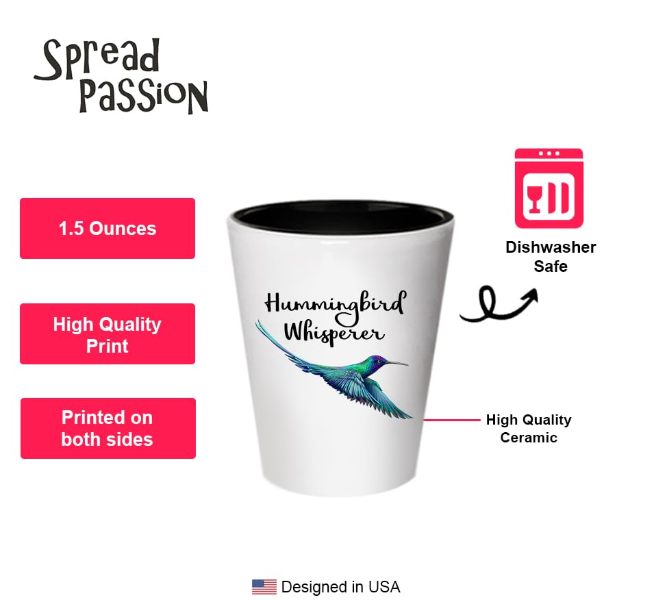 SpreadPassion Hummingbird Whisperer Shot Glass - Hummingbird Whisperer Gifts - Funny Ceramic Shot Glass