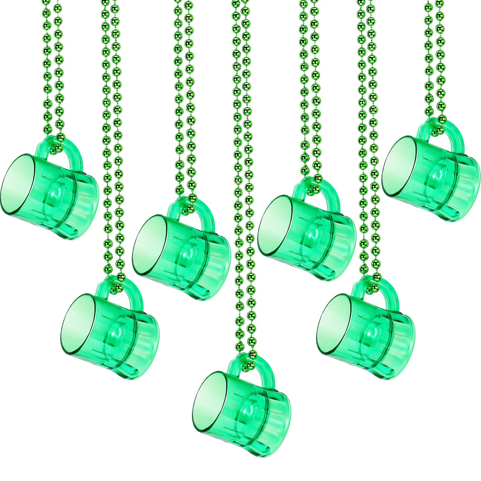 6 Pieces St. Patrick's Day Shot Glasses Necklace Beer Mug Beads Necklaces Traveling Necklace with Green Shot Glasses for Green Shamrock Saint Patty's Day Mardi Gras Party Favors Supplies