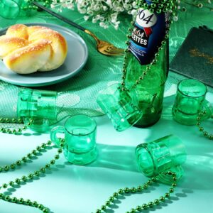 6 Pieces St. Patrick's Day Shot Glasses Necklace Beer Mug Beads Necklaces Traveling Necklace with Green Shot Glasses for Green Shamrock Saint Patty's Day Mardi Gras Party Favors Supplies