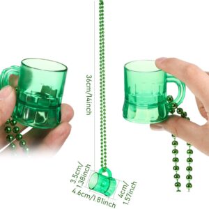 6 Pieces St. Patrick's Day Shot Glasses Necklace Beer Mug Beads Necklaces Traveling Necklace with Green Shot Glasses for Green Shamrock Saint Patty's Day Mardi Gras Party Favors Supplies