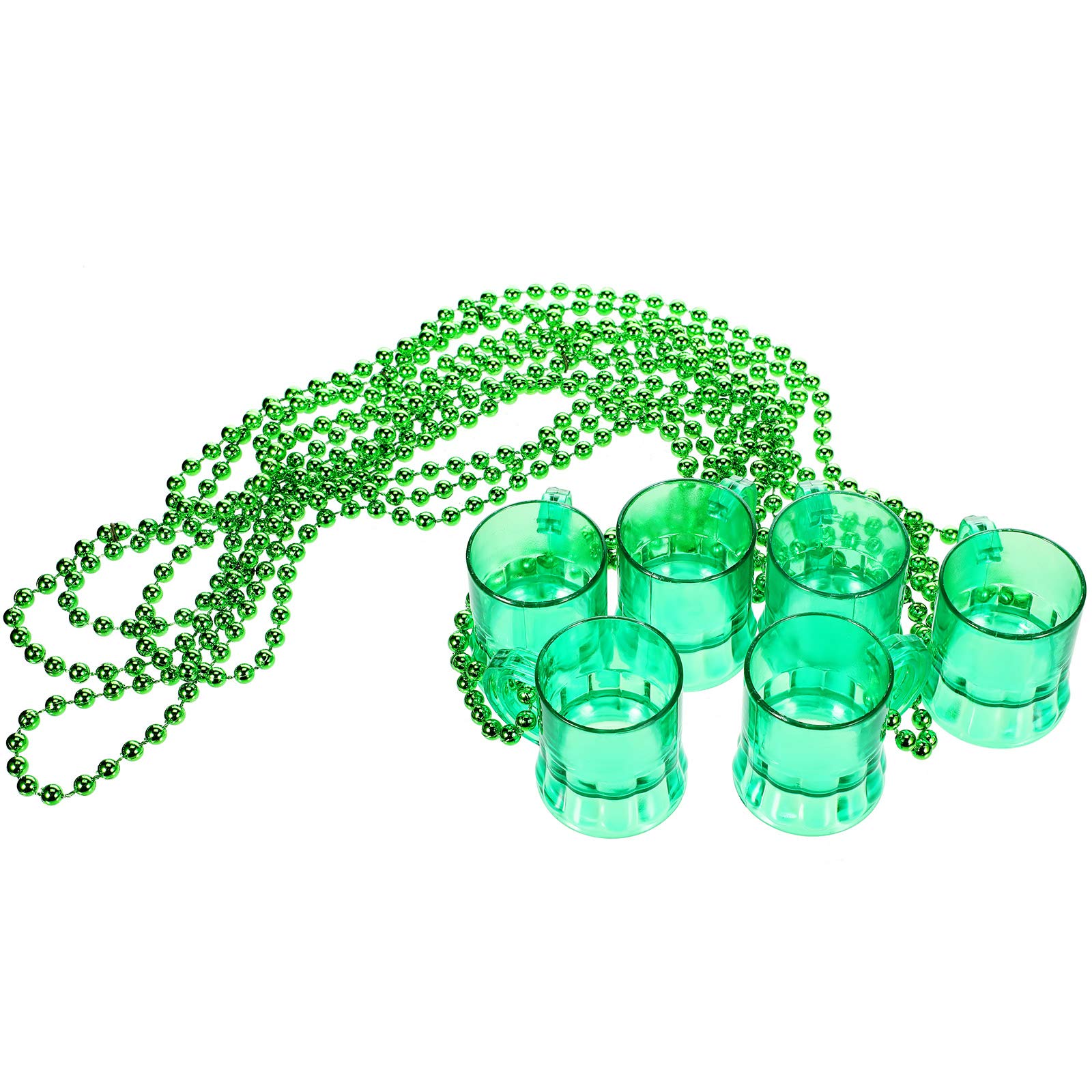 6 Pieces St. Patrick's Day Shot Glasses Necklace Beer Mug Beads Necklaces Traveling Necklace with Green Shot Glasses for Green Shamrock Saint Patty's Day Mardi Gras Party Favors Supplies