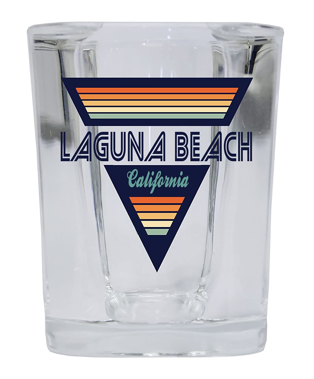 R and R Imports Laguna Beach California 2 Ounce Square Base Liquor Shot Glass Retro Design