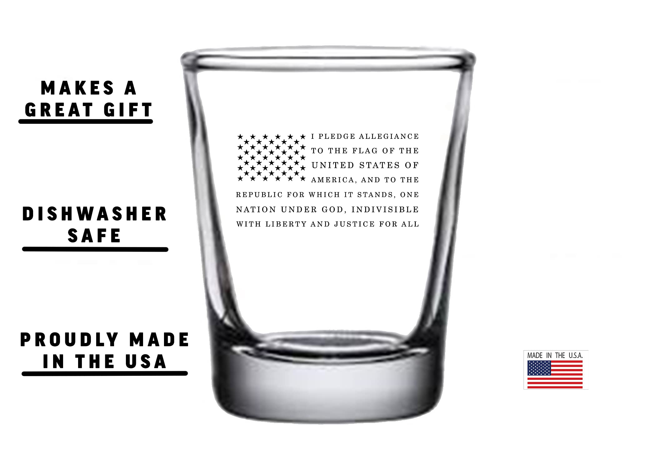 Rogue River Tactical USA Flag Pledge of Allegiance Shot Glass Gift For Military Veteran or Patriotic American