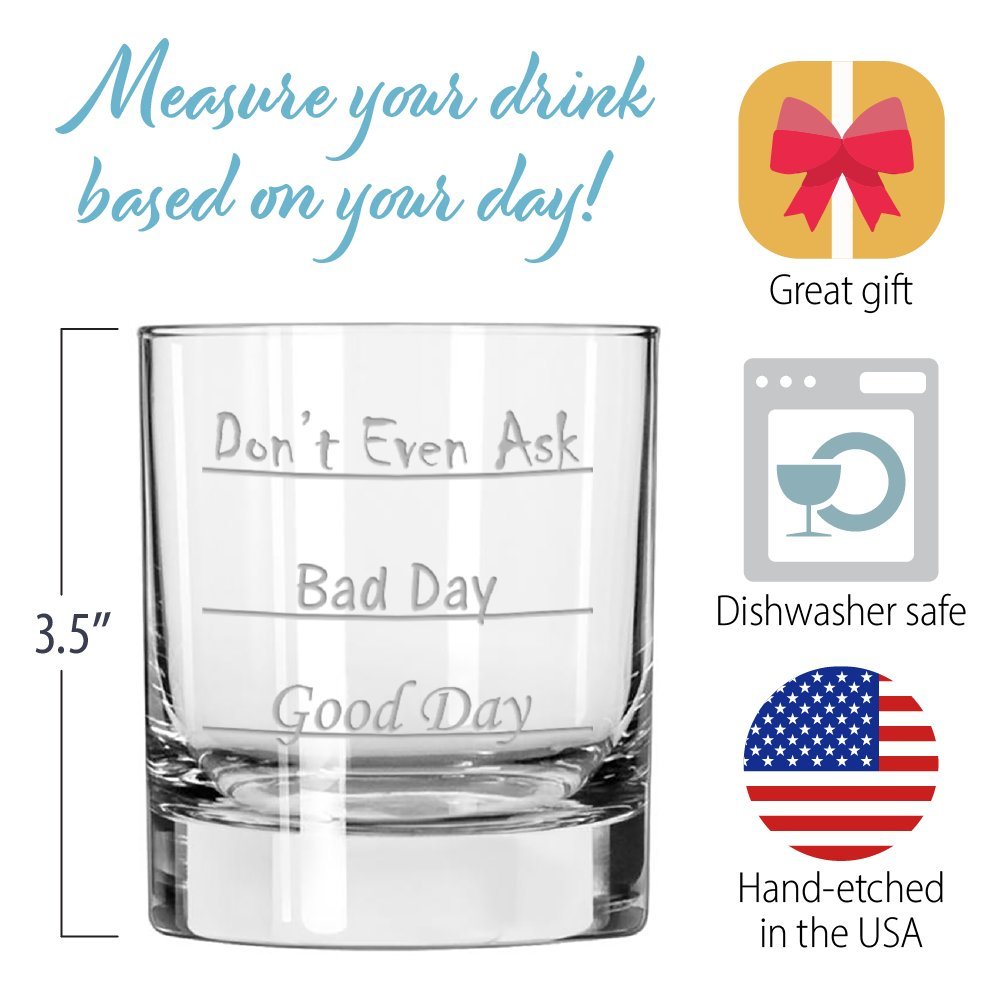 Funny Scotch Whiskey Glass, Unique Old-Fashioned Liquor Glass Cup with Text for Adult Men and Women