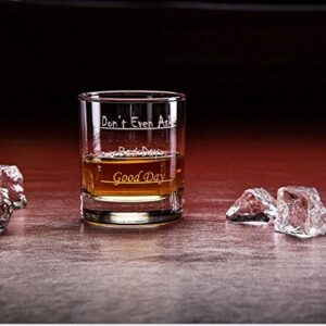 Funny Scotch Whiskey Glass, Unique Old-Fashioned Liquor Glass Cup with Text for Adult Men and Women