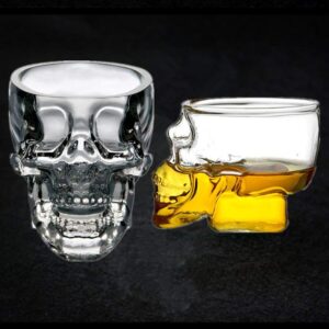 4 Pcs Skull Shot Glasses,Renococo 2.5 Oz Crystal Skeleton Cup,Halloween Drinkware Supplies,Skull Clear Glass Cup,Wine Glass,Whiskey Glasses,Drinking Glass,Halloween Party Bar Cup,Gift For Men