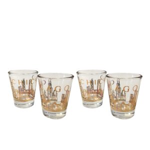 chicago gold skyline shot glasses - set of 4