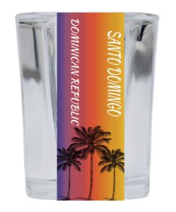 santo domingo dominican republic 2 ounce square shot glass palm tree design