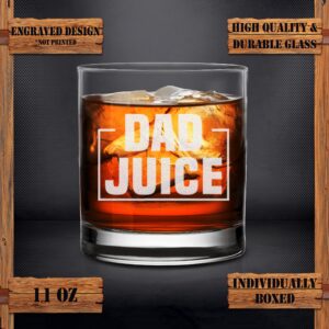 NeeNoNex Dad Juice Whiskey Glass - Funny Birthday Fathers Day Gift for Dad