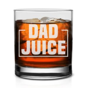 NeeNoNex Dad Juice Whiskey Glass - Funny Birthday Fathers Day Gift for Dad