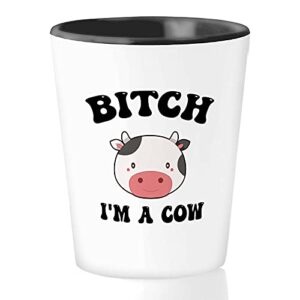 bubble hugs animal shot glass 1.5 oz - im a cow - kawaii farm farmer cute cow lovers sarcasm