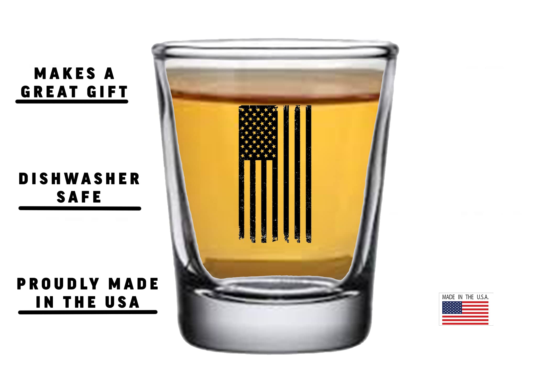 Rogue River Tactical USA Flag Tattered Shot Glass Gift For Military Veteran or Patriotic American