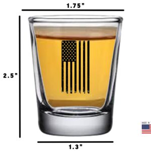 Rogue River Tactical USA Flag Tattered Shot Glass Gift For Military Veteran or Patriotic American