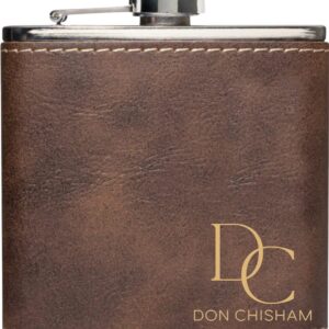 Personalized Flask For Wedding Gift. Customized Flask Gift Set. Engraved Leatherette Flask With Optional Gift Box For Groomsmen Gifts. Engraved Flask (Rustic & Gold)