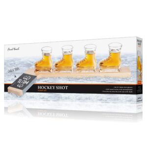 Final Touch Breakaway Hockey Shot Flight Set - 4 Skate Shots & Solid Wood Stick Serving Board with Tape Chalkboard (FTA6629)