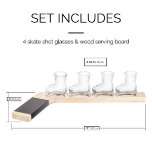 Final Touch Breakaway Hockey Shot Flight Set - 4 Skate Shots & Solid Wood Stick Serving Board with Tape Chalkboard (FTA6629)