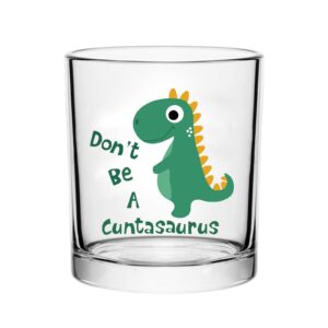 dazlute funny dinosaur gag gifts, don’t be a cuntasaurus whiskey glass for men women friends boss manager employee coworker, christmas thanksgiving birthday gifts, white elephant gifts exchange, 10 oz