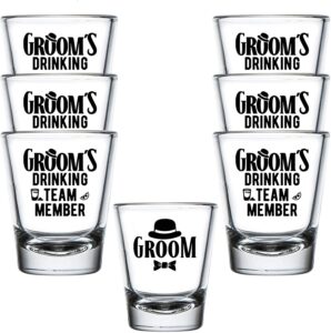 shop4ever groom fedora and groom's drinking team member shot glasses ~ bachelor party favors ~ (7 pack) (7)