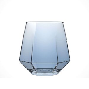 mobebi wineglass,glass,diamond shaped glass set of 2, cute and unique barware, style glassware for bourbon, rum glasses, cocktail glasses for bar-pink-11oz/300ml (color : blue, size : 11oz/300ml)