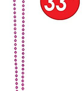 Beistle 6 Piece Novelty Beaded Necklaces with 1 Ounce Wille Shot Glasses Bachelorette Party Supplies, 33", Pink