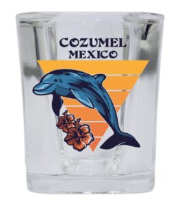 r and r imports cozumel mexico beach souvenir 2 oz square base shot glass dolphin design single