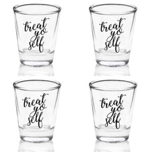 set of 4 funny treat yo self 1.75oz shot glass