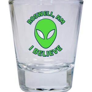 R and R Imports Roswell New Mexico UFO Alien I Believe Souvenir Round Shot Glass