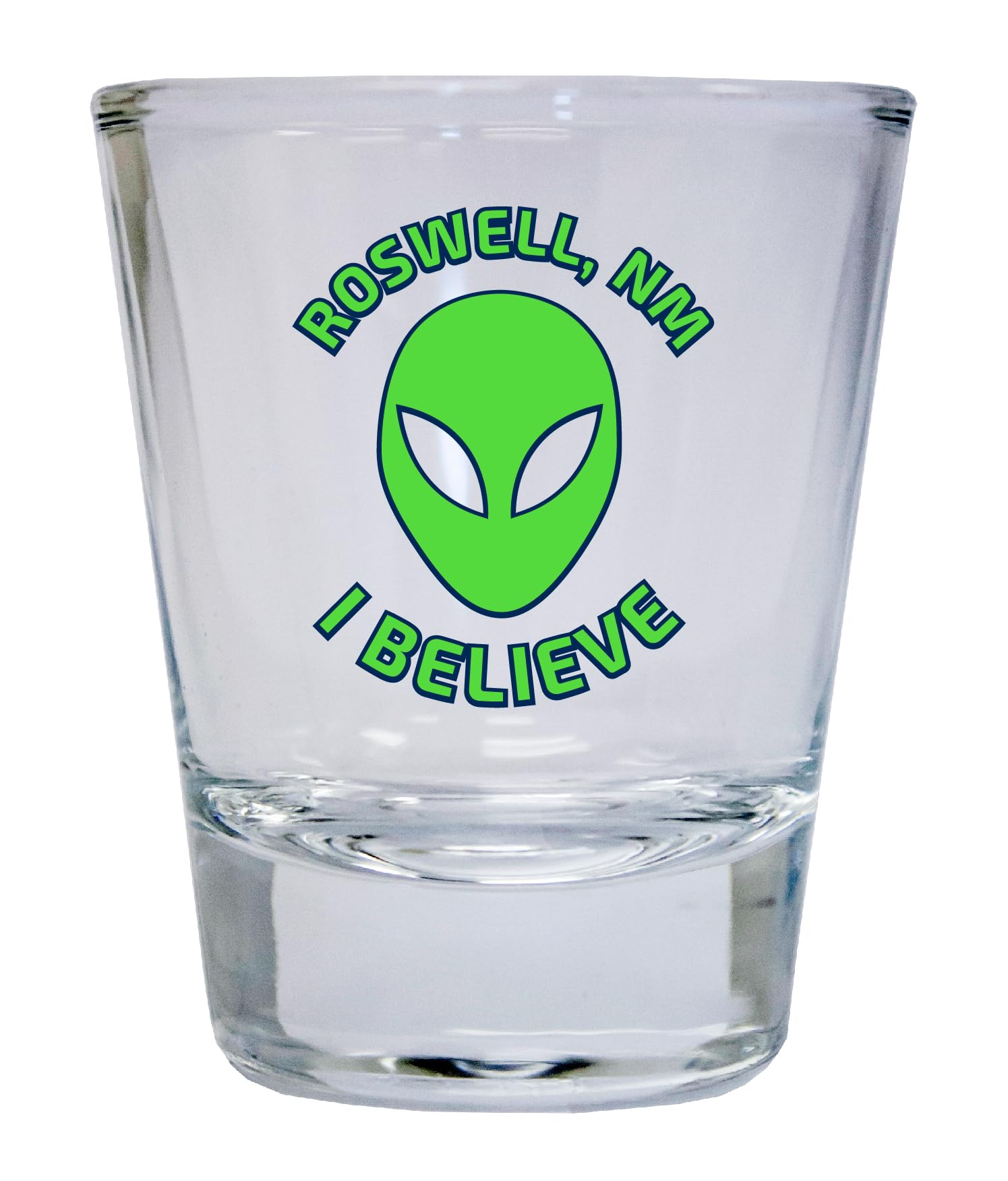 R and R Imports Roswell New Mexico UFO Alien I Believe Souvenir Round Shot Glass