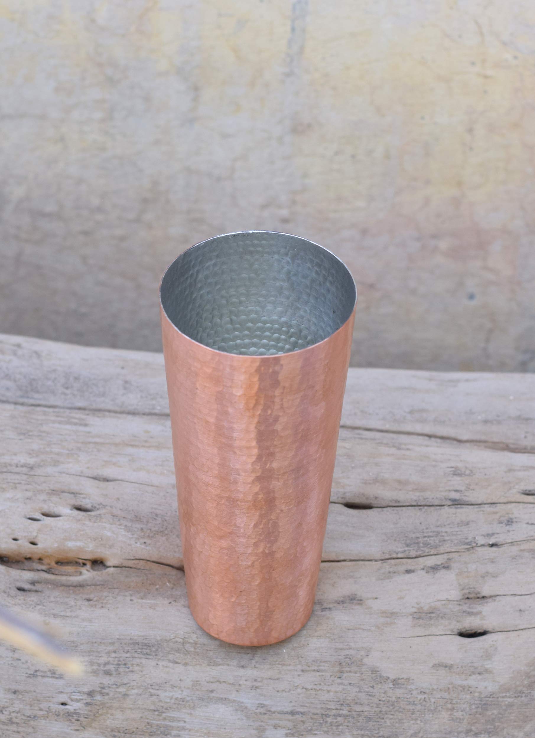 De Kulture Handmade Pure Solid Copper Large Glass Cup Tumbler Drinkware for Milk Water Medicinal Liquid Ice Coffee Ice Tea Cocktail Beer Sake Whiskey Vodka Rum Tequila, 3x 7 (DH) Inches, 600 ml